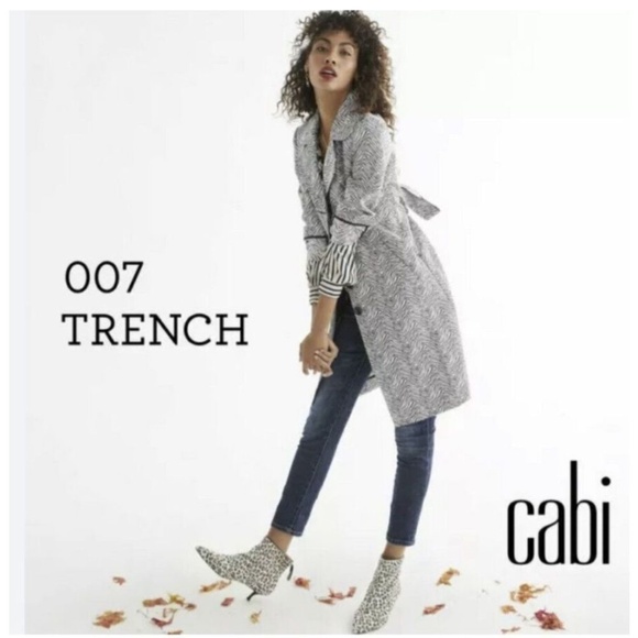 CAbi | Jackets & Coats | Cabi Womens 07 Trench Coat Black And White ...